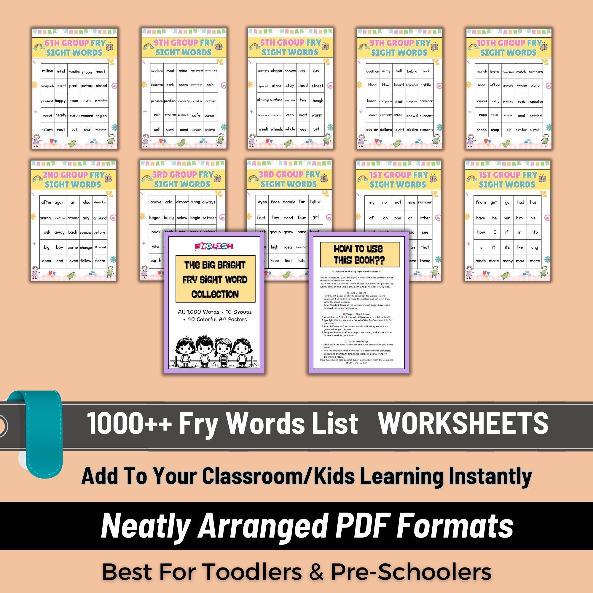 1000 Fry Word List Worksheets ,10 Groups High-frequency Sight Words ...