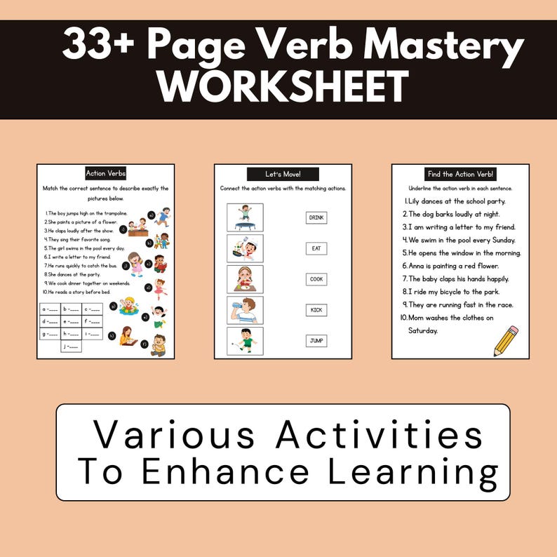 Verb Worksheets for 1st,2nd,3rd,grammar Activities,learn to Read ...