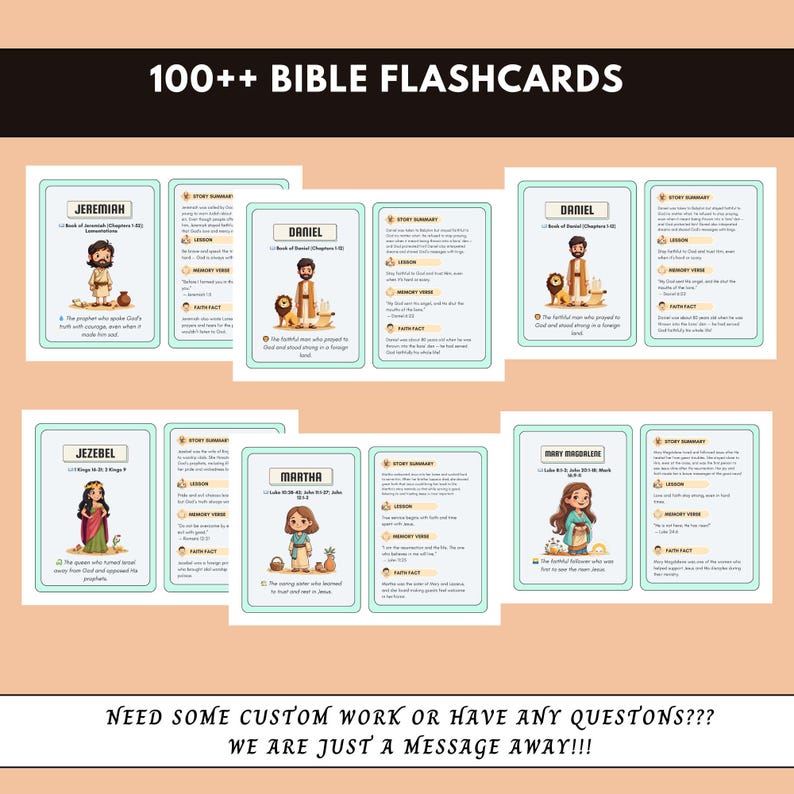 100++ Bible Flashcards for Kids,bible Character Flashcardschristian ...