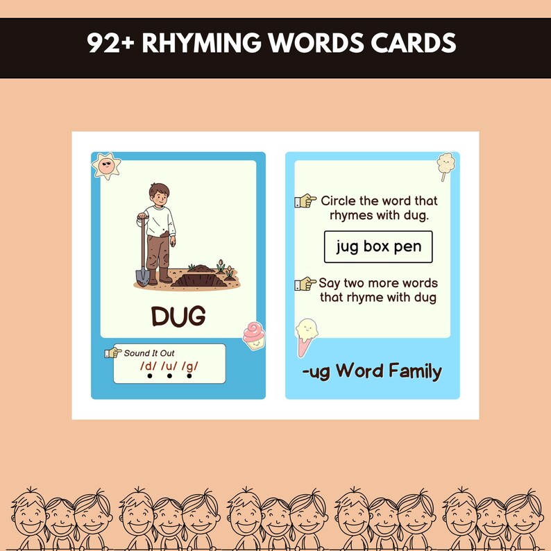 Rhyming Flashcards Mega Pack,phonics Word Family Cards,kindergarten ...