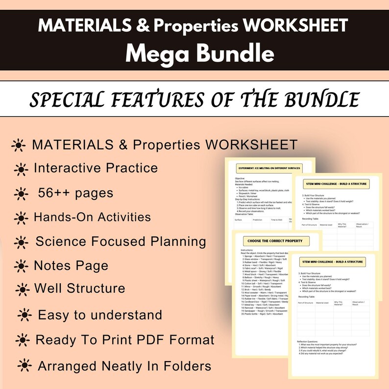 Grade 1 Science Worksheets Materials Their Properties Bundle,science ...
