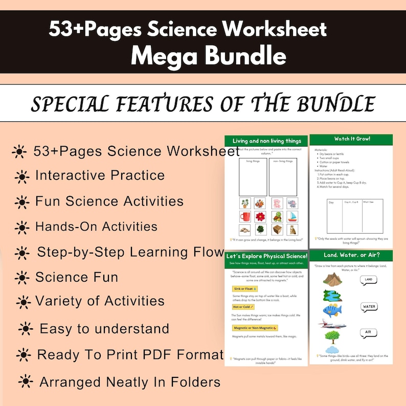 53+pages Science Worksheets for Kindergarten Homeschool,science ...