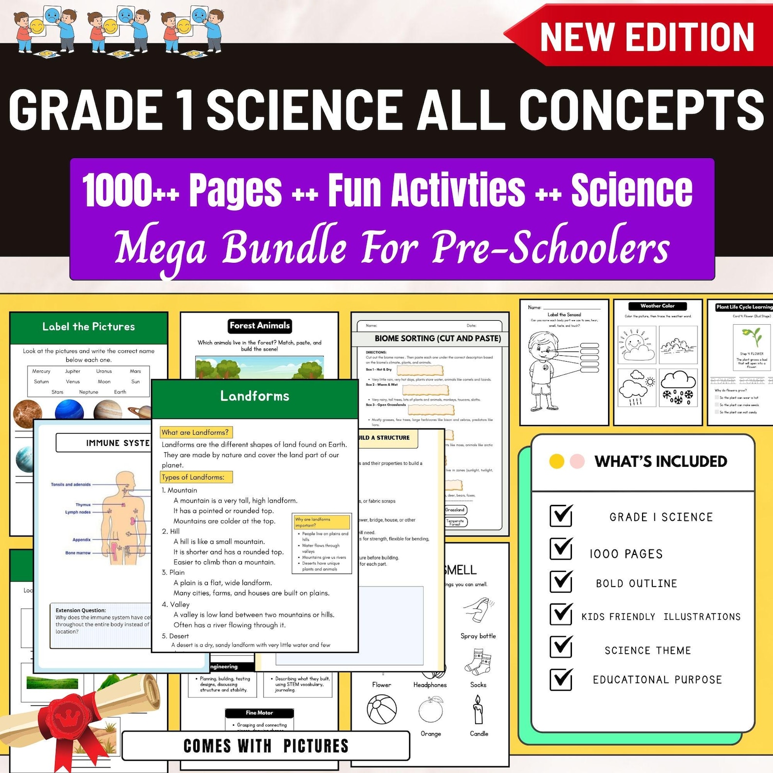 Grade 1 Science Worksheet Bundle,1000+ Pages,earth, Materials, Plants ...