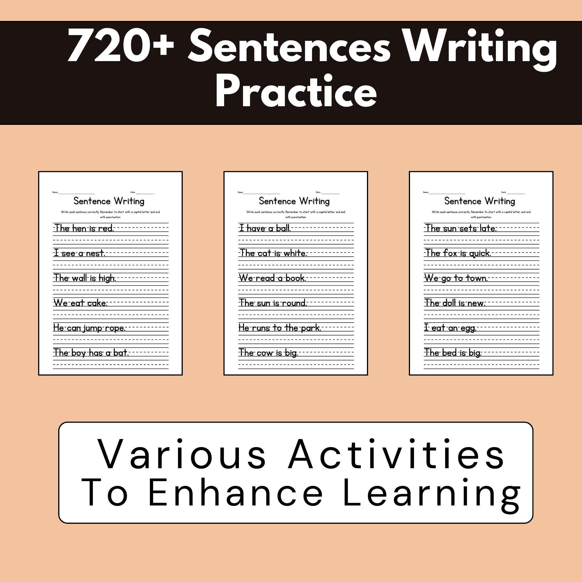 201 Printable Write the Sentence Worksheet,720 Sentence Writing ...