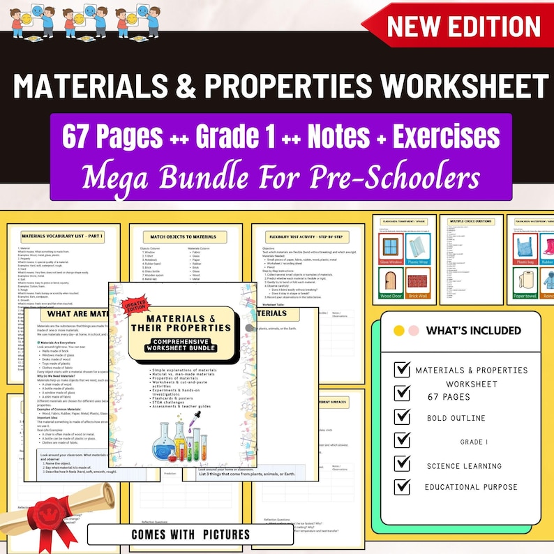 Grade 1 Science Worksheets Materials Their Properties Bundle,science ...