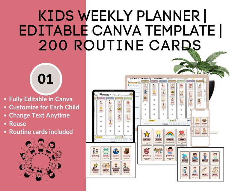 Editable Kids Routine Chart,editable Toddler Flip Chart 200 Routine ...