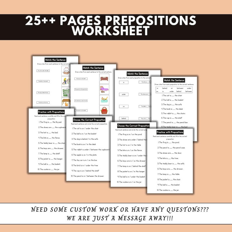 Preposition Worksheet,learning Game for Kid,grammar Worksheet,language ...