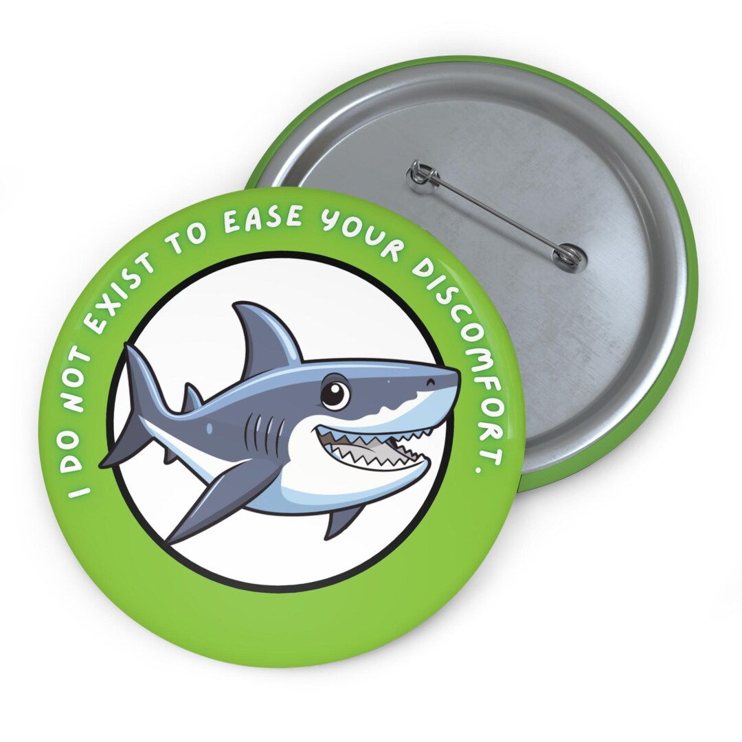 Shark Pin Badge, Boundary Awareness Button, Funny Neurodivergent ...