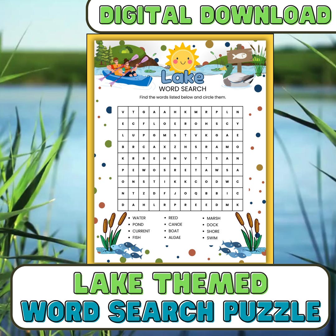 Lake Word Search Puzzle: Road Trip Activity, All Ages (digital Download ...