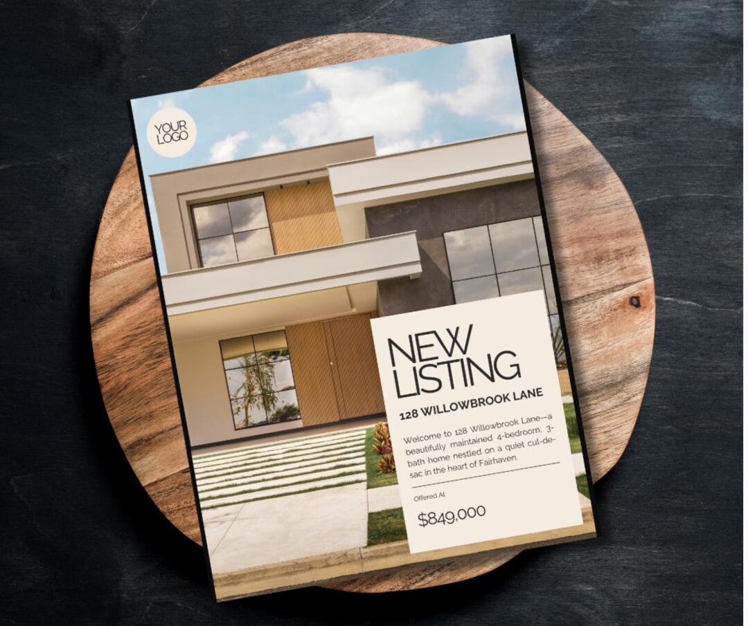 Real Estate Listing Brochure Template | Modern Realtor Marketing Flyer ...