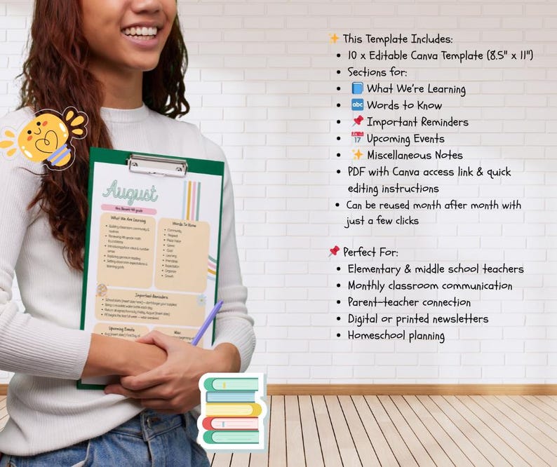 Back to School Newsletter Template for Teachers | Editable Canva August ...