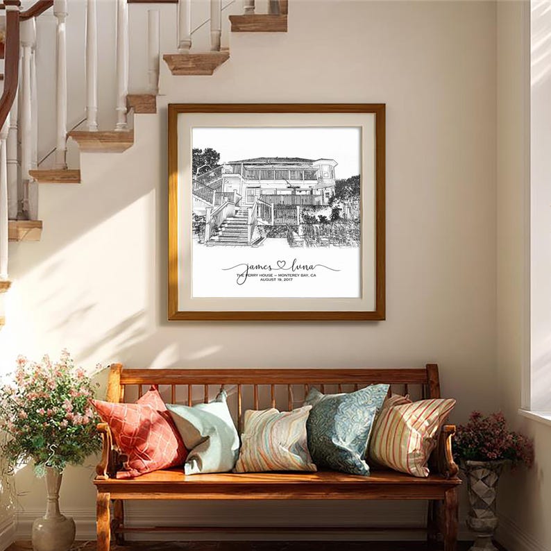 Custom Wedding Venue Sketch: Personalized Couple's Names & Date Art - Etsy