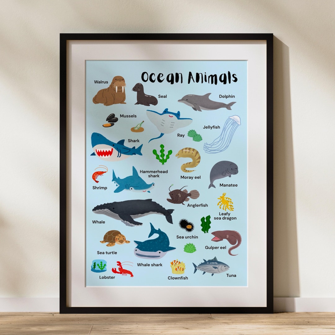 Sea Animals Nursery Print: Educational Ocean Life Poster (digital ...