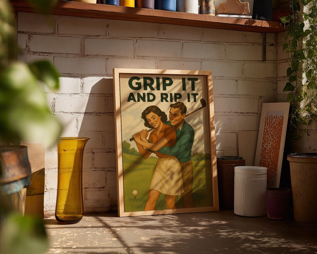 Grip It and Rip It Golf Poster – Funny Golf Poster, Vintage Golf Wall ...