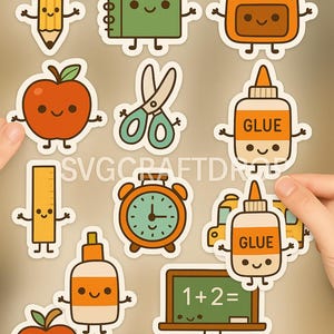 School Stickers Pack – Back to School Printable PNG + PDF | Cute ...