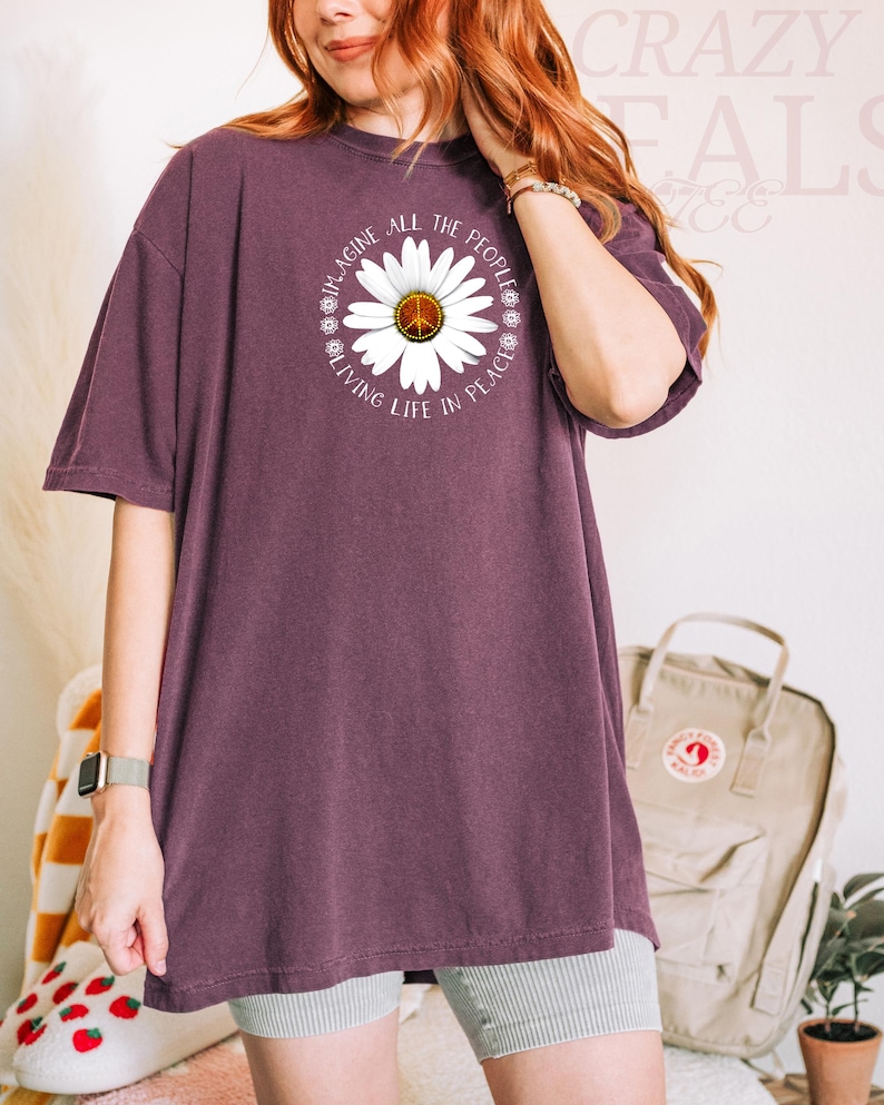 Comfort Colors® Imagine Peace T-shirt, "imagine All the People Living ...