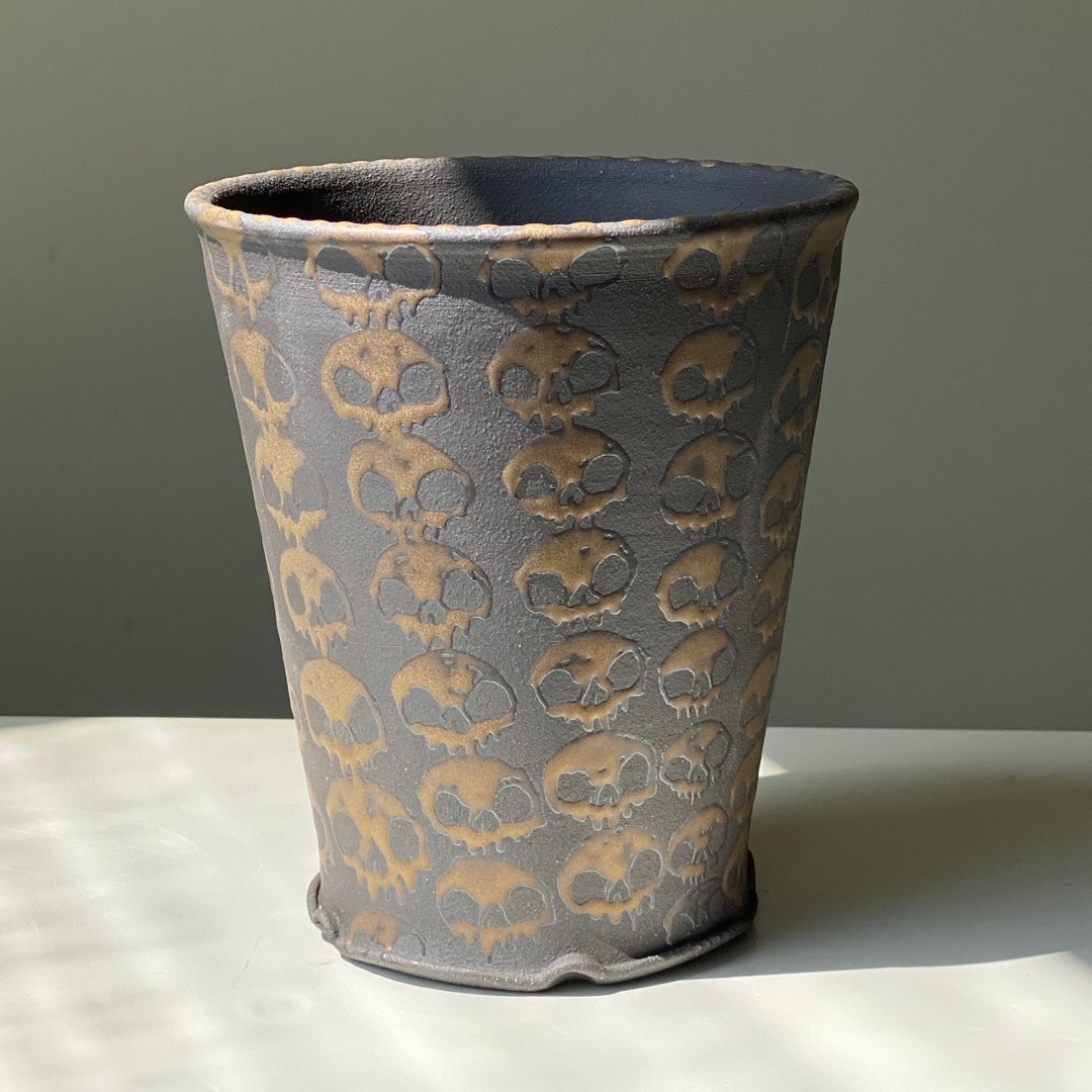 Gold Skulls Garden Urn Gold & Black Wall of Skulls Planter - Etsy