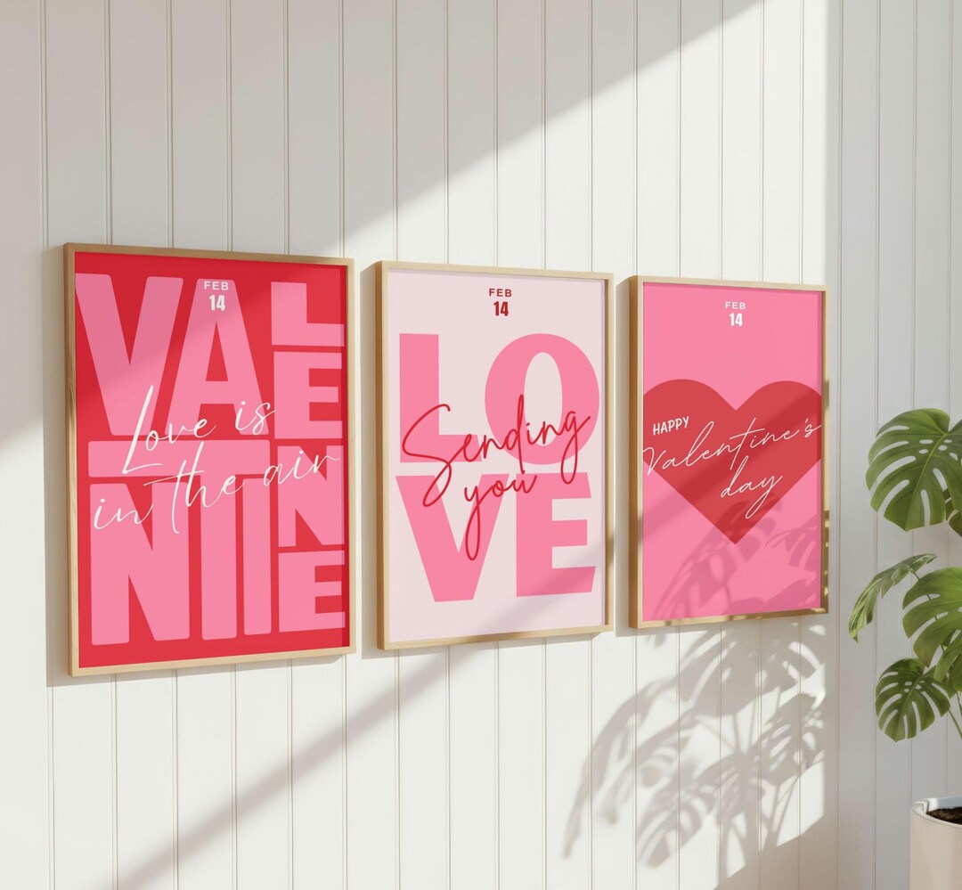 Valentines Printable Wall Art | Valentine Art Set of 3 | Modern Trendy ...