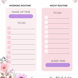 Morning & Night Routine Planner | Floral Watercolor Habit Tracker | PDF ...