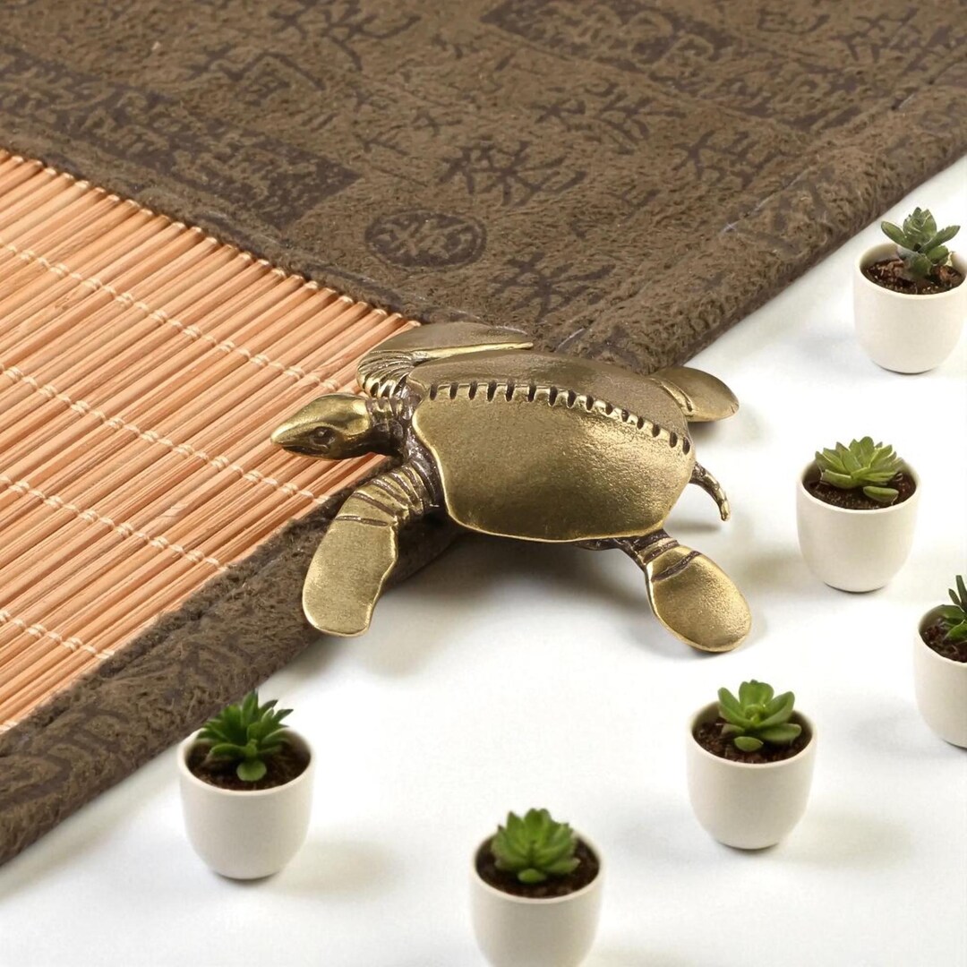 Vintage Brass Turtle Figurine – Golden Sea Animal Sculpture, Retro ...