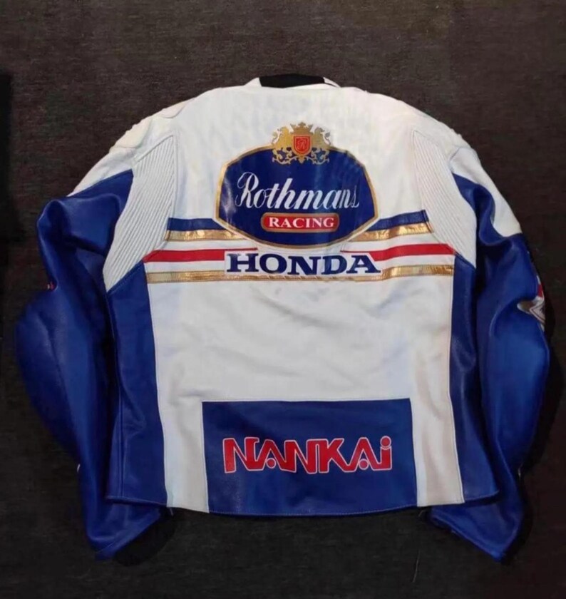 Honda Rothmans Motorbike Original Cowhide Leather Jacket Men's Bike ...