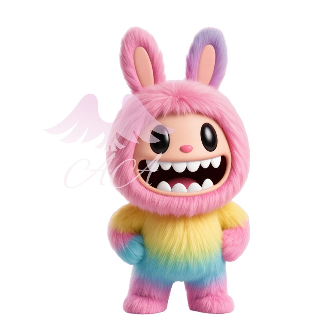 Labubu Inspired Chibi Bunny Art: Kawaii Pastel PNG (digital Download ...