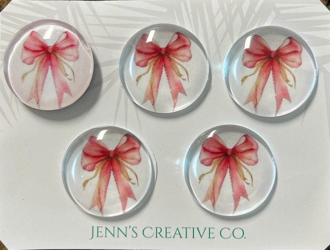 Pink Bow Glass Cabochons Magnet Set - Etsy