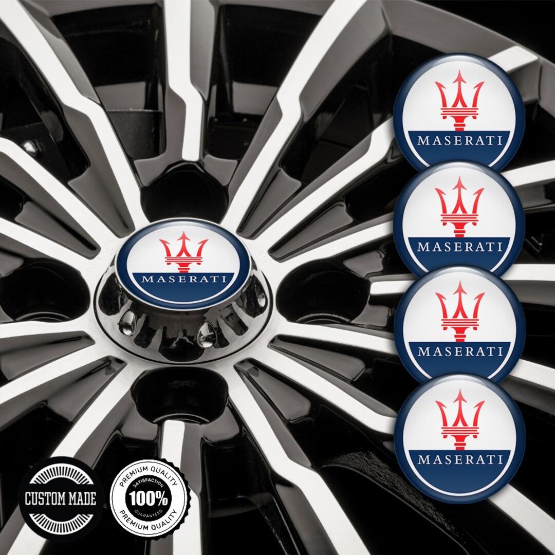 MASERATI Wheel Center Cap Stickers: Domed Epoxy Resin Decals(set of 4 ...