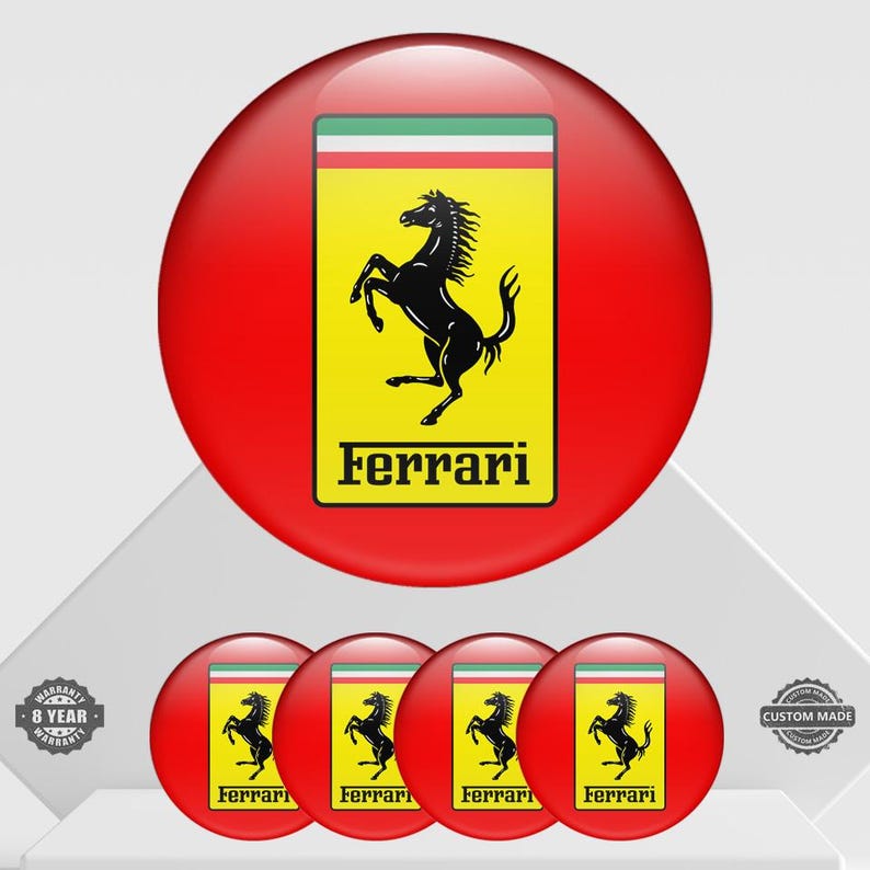 Ferrari Logo Wheel Center Cap Stickers: 3D Resin Domed Decals (set of 4 ...