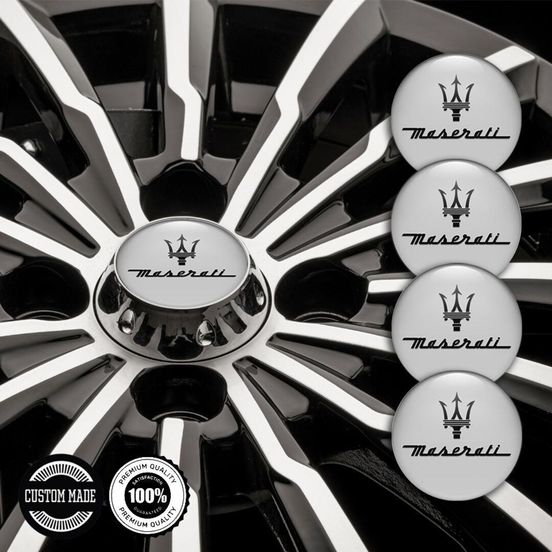 MASERATI Wheel Center Cap Stickers: Domed Epoxy Resin Decals(set of 4 ...