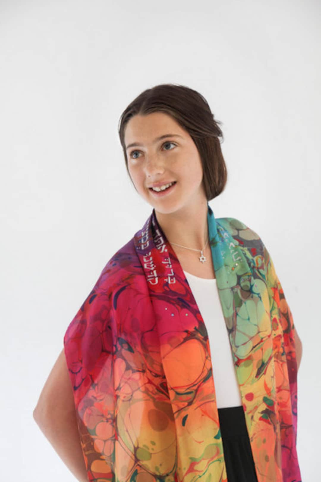 Multi Color Silk Tallit | Hand-made, One-of-a-kind, Jewish Prayer Shawl ...