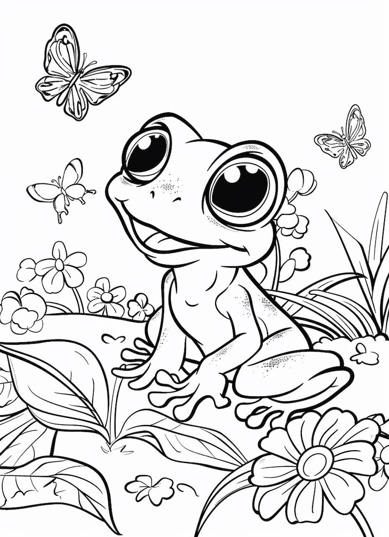 Lilly the Frog Coloring Book Kids Printable PDF Cute Frog Adventure ...