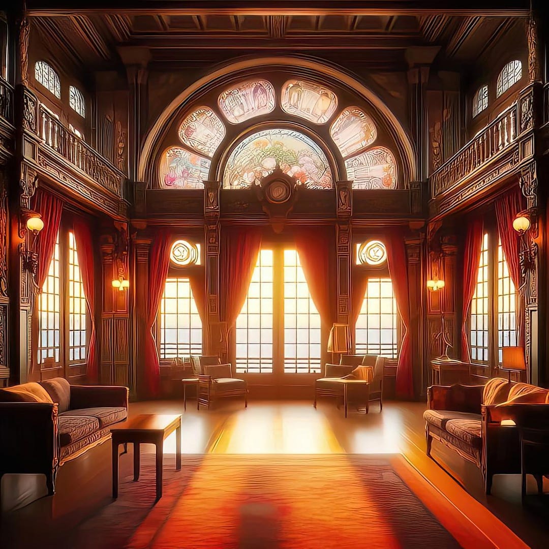 Sunlit Library Digital Art: Vintage Home Decor Print (AI Generated ...