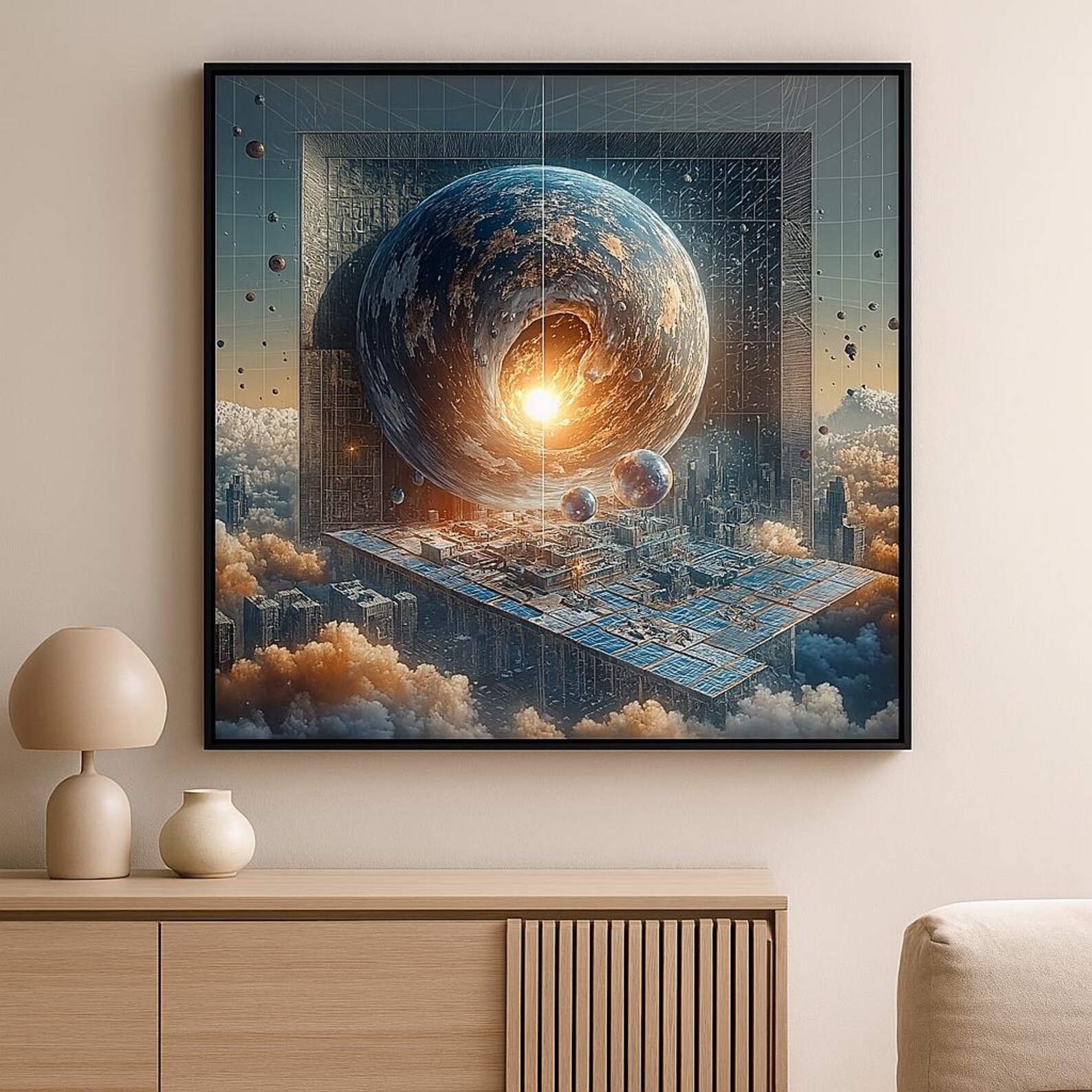Cosmic Cityscape Portal, Futuristic Surreal Wall Art, Ai-generated ...