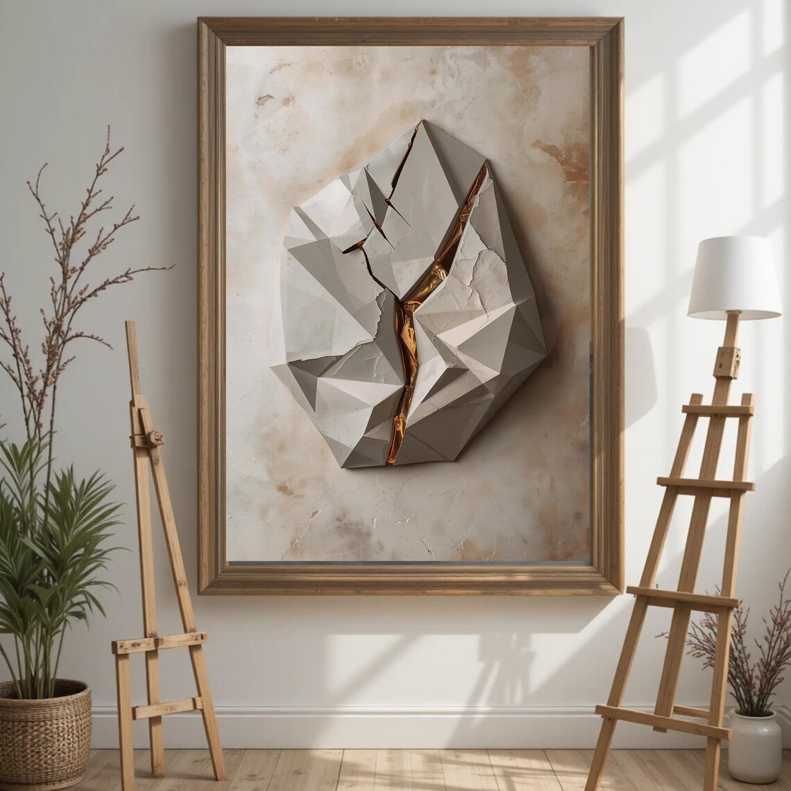 Kintsugi Stone Art Print | Modern Gold Vein Decor (digital Download) - Etsy