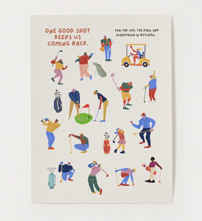 Funny Golf Poster: Colorful Golfer Art for Home Office (digital ...