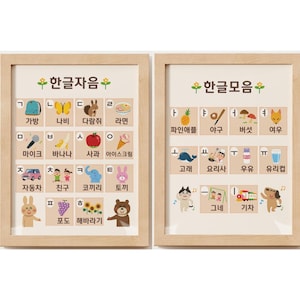 Korean Alphabet Printable Poster Set – Hangul Chart for Kids - Etsy