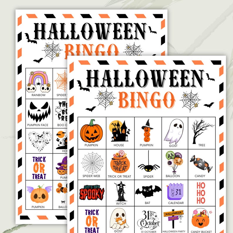 06 Halloween Bingo Cards, Halloween Games, Kids Halloween Party Game ...