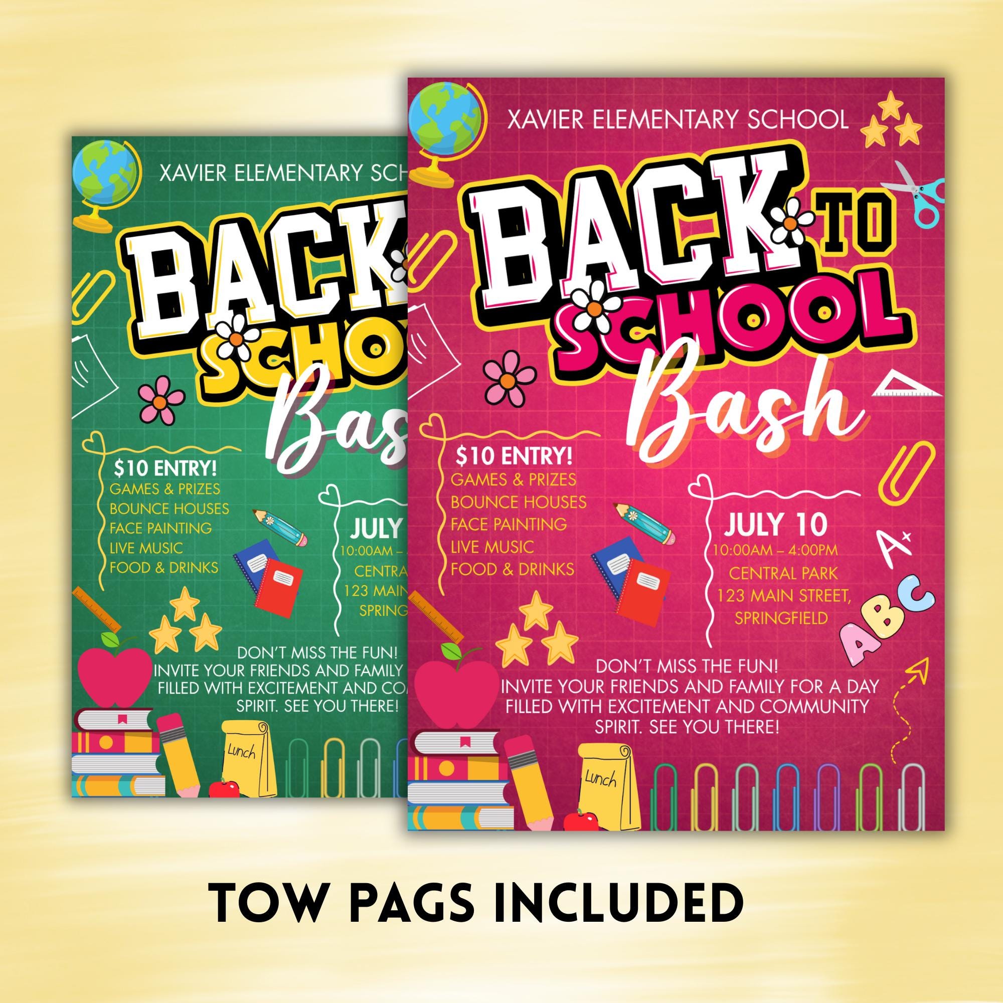 Back to School Bash Flyer: Editable Party Invitation (instant Download ...