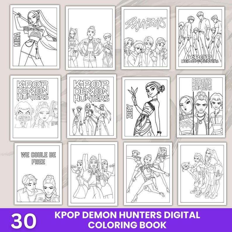 30 Printable Demon Hunters Coloring Pages, Kids Busy Activity Sheet ...