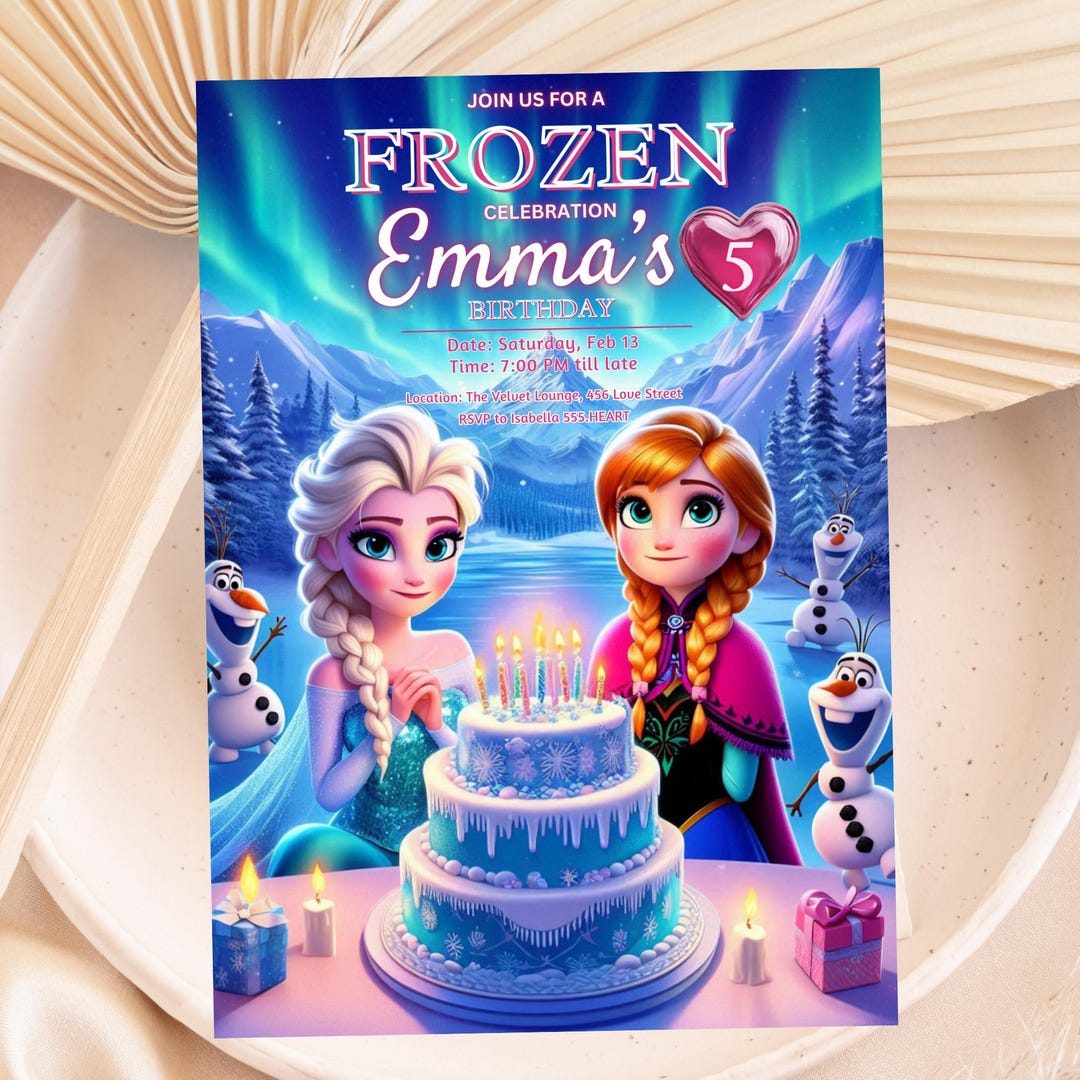 Editable Frozen 5th Birthday Invitation Template, Printable Frozen Elsa ...