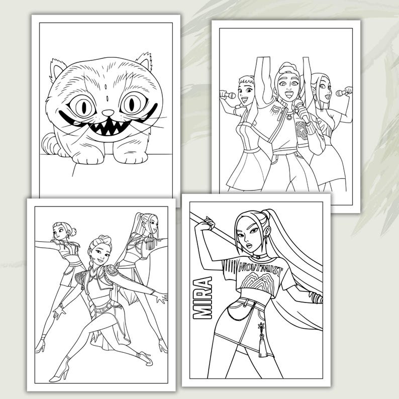 30 Printable Demon Hunters Coloring Pages, Kids Busy Activity Sheet ...