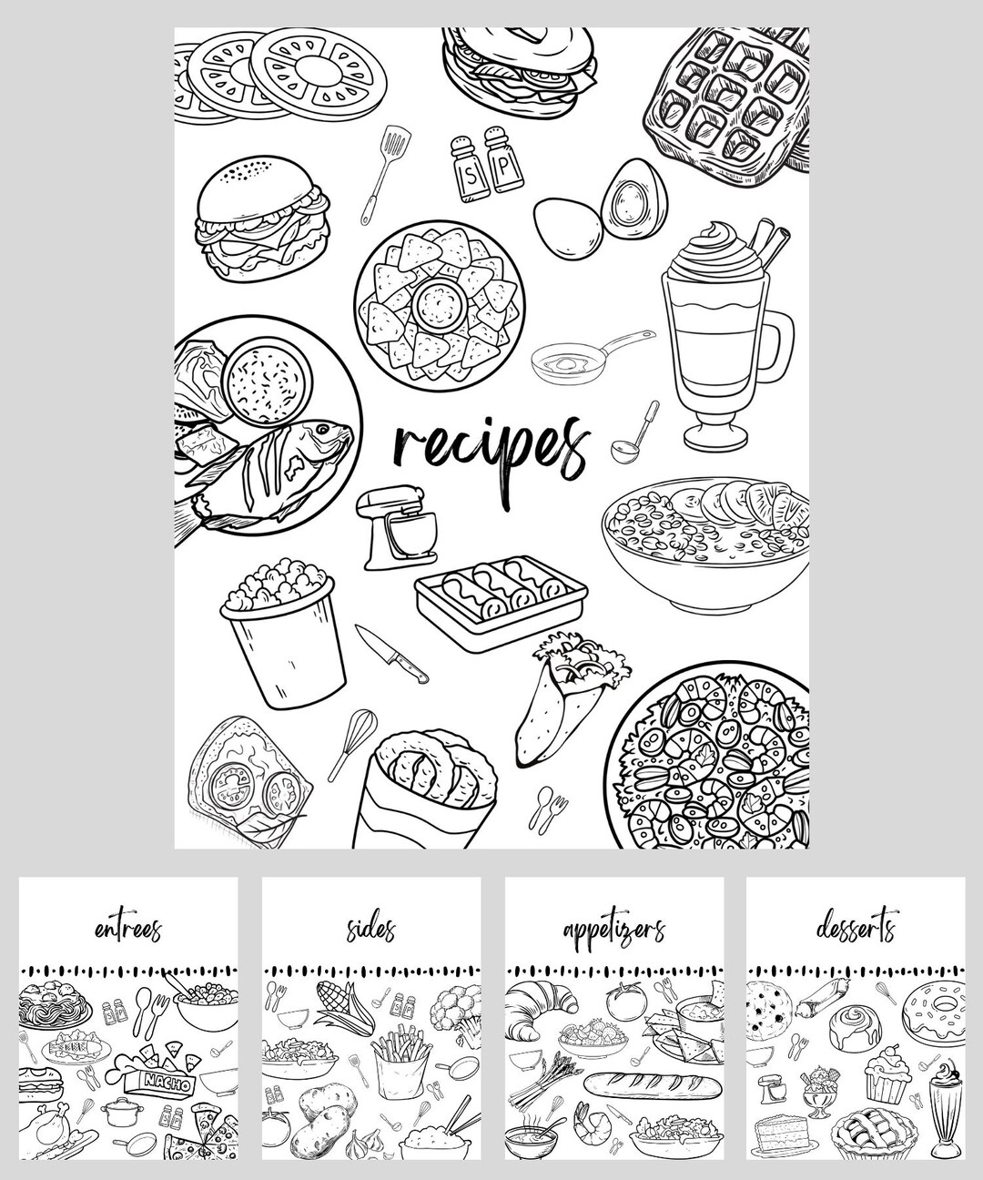 Printable Recipe Card Bundle: Kitchen Organizer With Dividers (digital ...