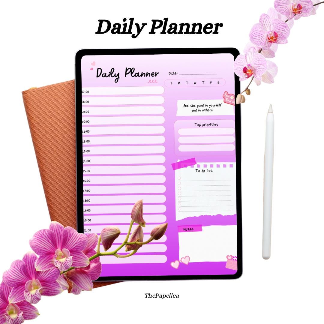 Daily Planner – Purple Edition | Printable A4 PDF | 1 Page | Instant ...