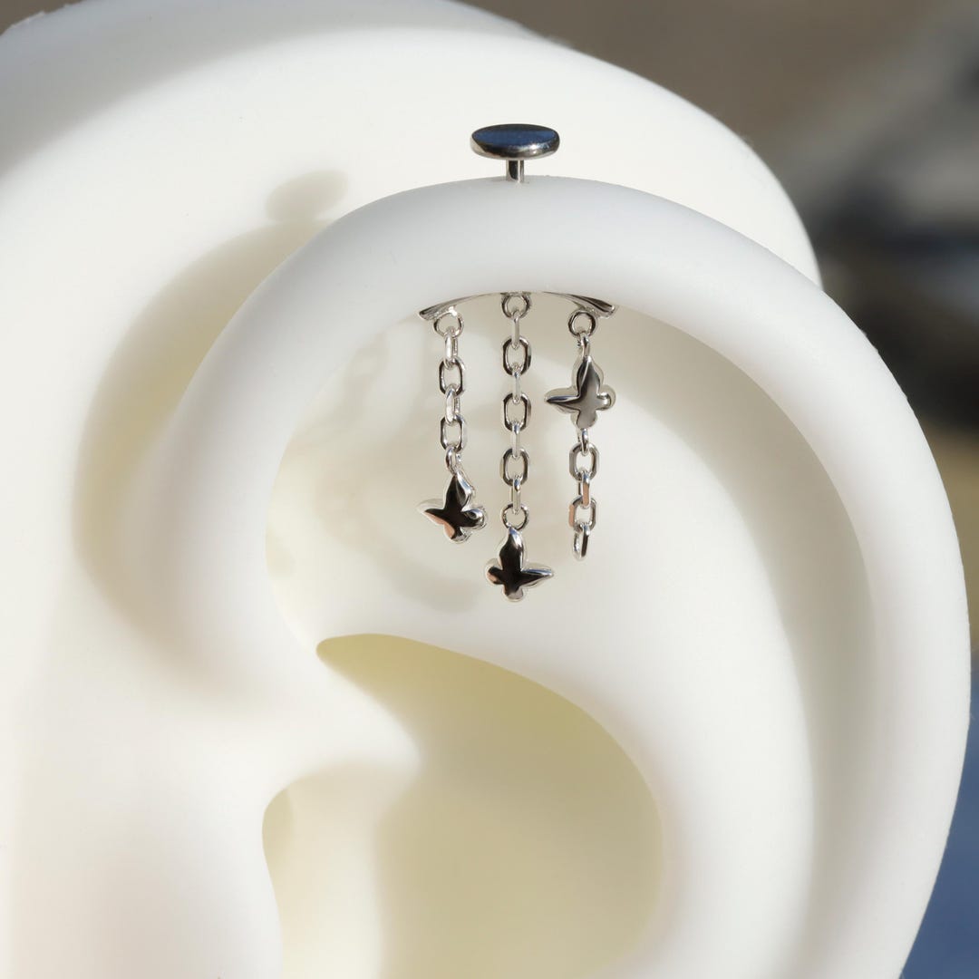 Butterfly Vertical Helix Jewelry:threadless Push in Vertical Helix ...