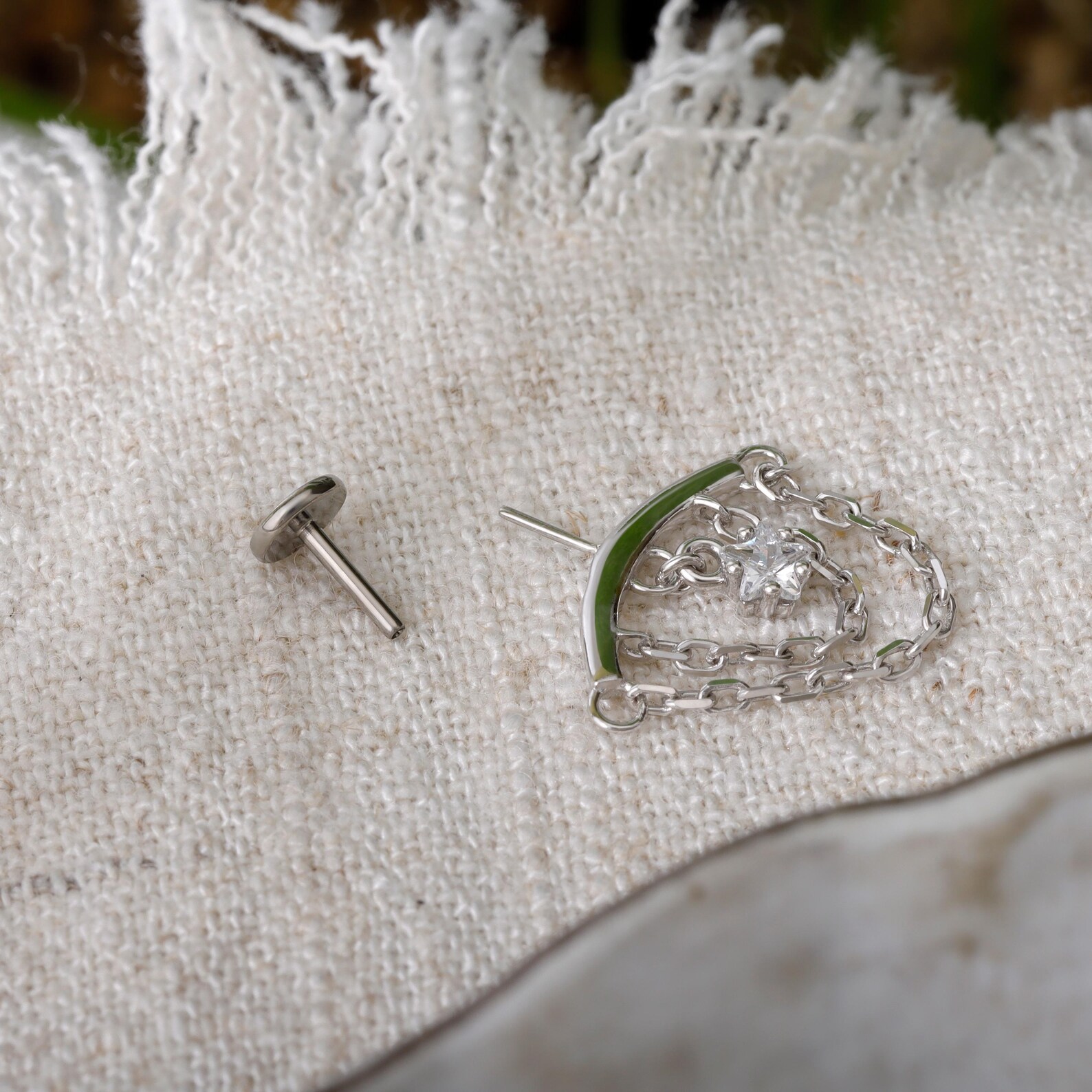 Star Vertical Helix Piercing Threadless Push in Stud • Sterling Silver ...