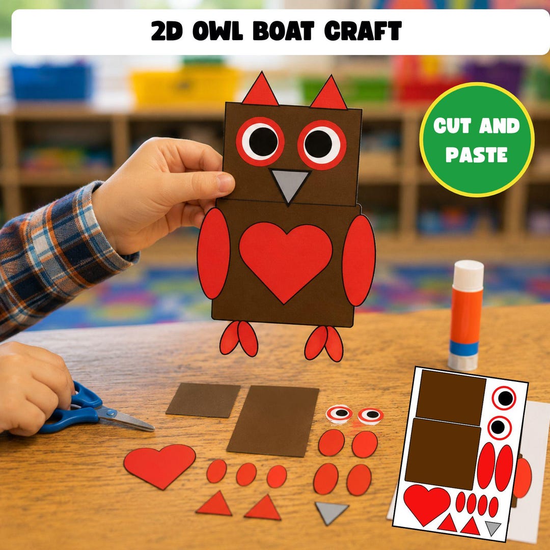 2D Shapes OWL Math Craft | Space Theme Cut and Paste Activity ...