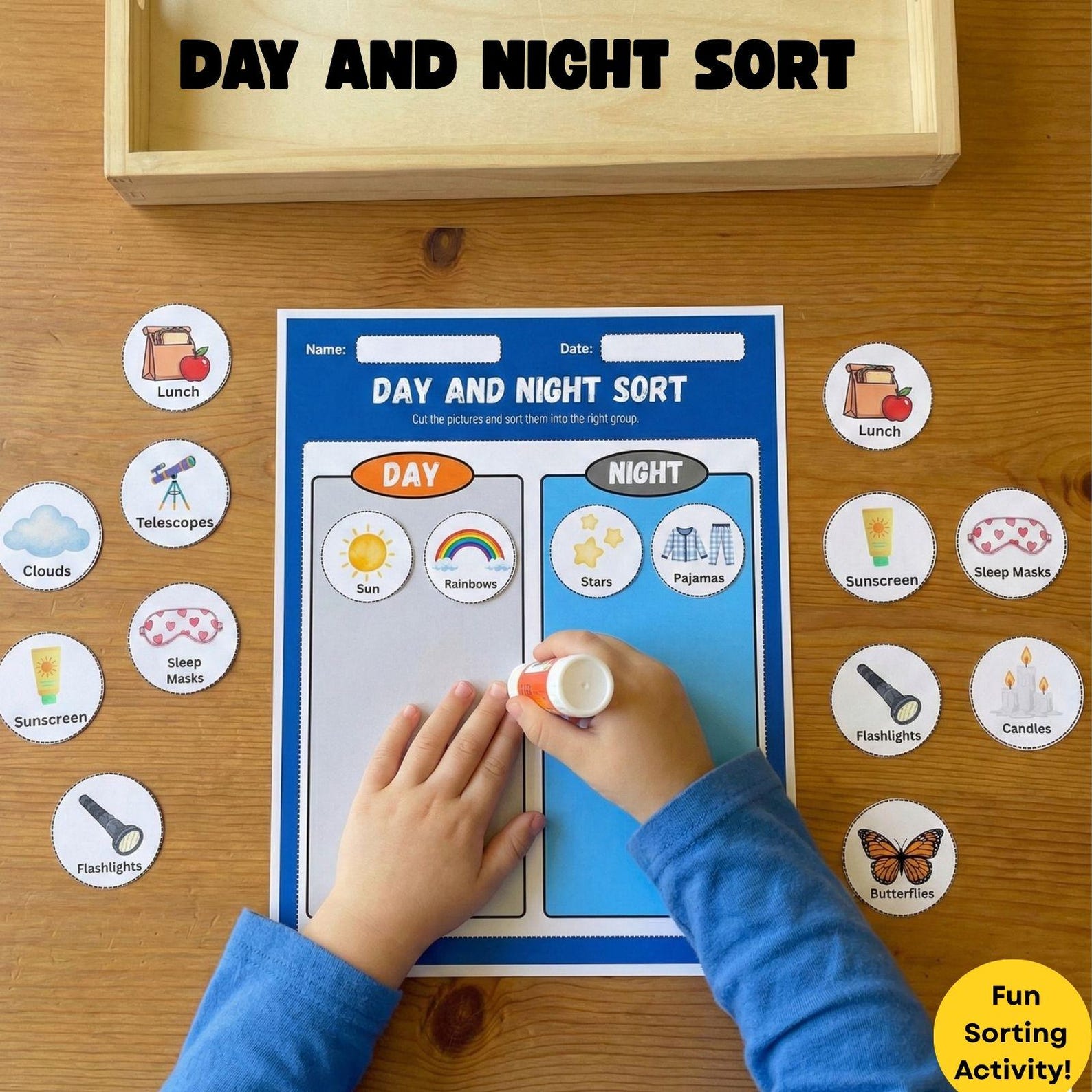 Day and Night Sort Activity | Preschool Science Printable| Cut and ...