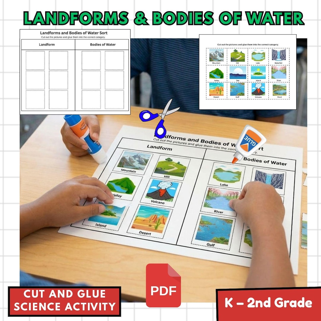 Landforms and Bodies of Water Sort - Science Cut and Paste Activity ...