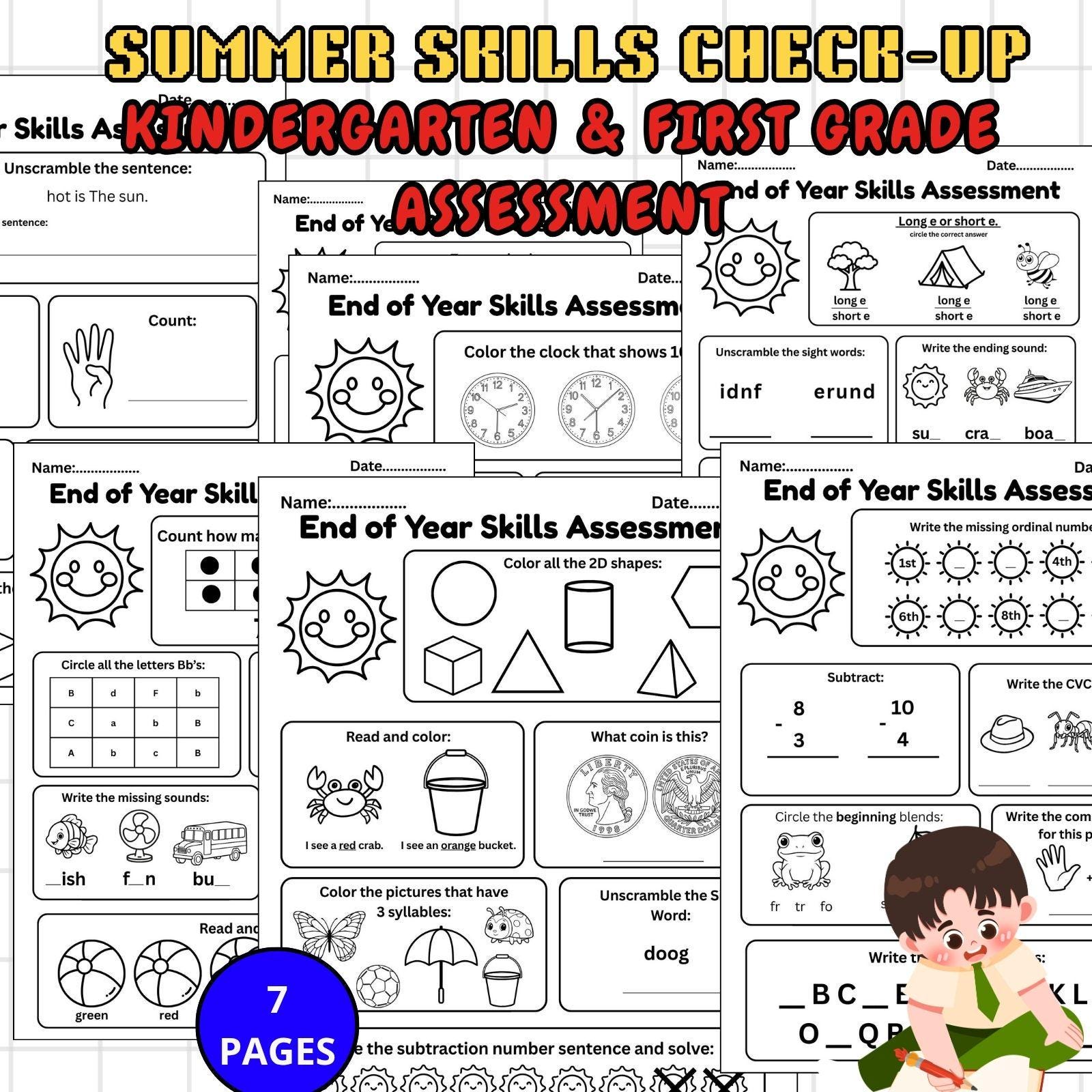Summer Morning Work: Kindergarten Skills Assessment & End of Year ...